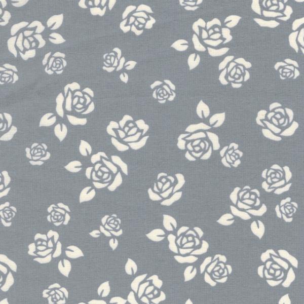 FUWARI 染布 シリーズ シーチング プリント ローズガーデン2 グレー系地 4色 1m単位 ポイント バラ ばら 薔薇 フラワー 花 アウトレット 2022新作モデル