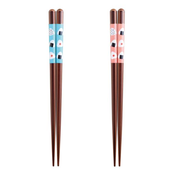 子供用のお箸になります。箸上部におにぎりの柄が描かれています。食洗機にも対応しています。寸法：各18cm色：紫　ピンク材質：天然木　塗：ポリエステルウレタン品質：日本製メーカー：サンライフ