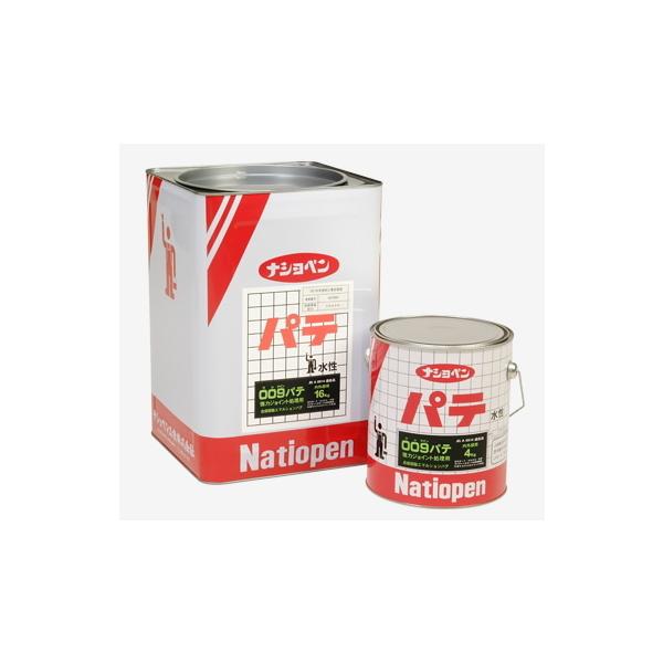 超高強度繊維配合 強力ジョイント処理用ナショペン工業　009 ワレナイン パテ　16kg特長・柔軟性が有りながら伸びが少ないので、目地処理に適する。・乾燥が早い。・プラスチック・金属への付着力が高いので、コーナーテープ用パテとして適する。・...