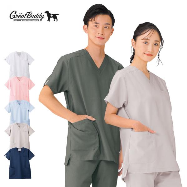袖のロゴネームまでニュアンス色耐塩素加工で発色、耐久性◎な優等生スクラブ【すばらしき相棒】「グレートバディ」は、災害救助犬の育成や派遣捜索活動への支援を目的に誕生した、日本レスキュー協会公認のブランドです。「グレートバディ」の商品をご購入い...