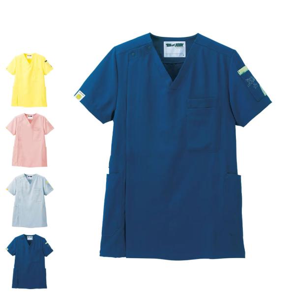 肩のポケットには可愛いイラスト入り！着脱カンタンなトムとジェリーの男女兼用スクラブ【トムとジェリー】ジェリーを捕まえることに並々ならぬ情熱を注ぐけど、結局いつもやられてしまうネコの「トム」と、トムが飼われている家の壁穴に住むいたずら好きでお...