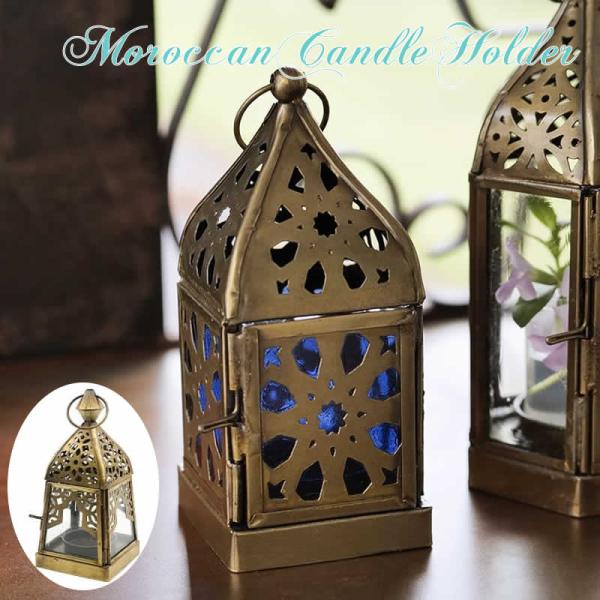 サイズ：オリエンタルブルー：約5.5×5.5×H12cmフラワークリア：約6.5×6.5×H14cm素材：鉄、ガラス生産国：インド雑貨送料【雑貨まとめ買い対象商品】上品で神秘的なモロッカンシリーズが新登場！お洒落なディティールがフォトジェニ...
