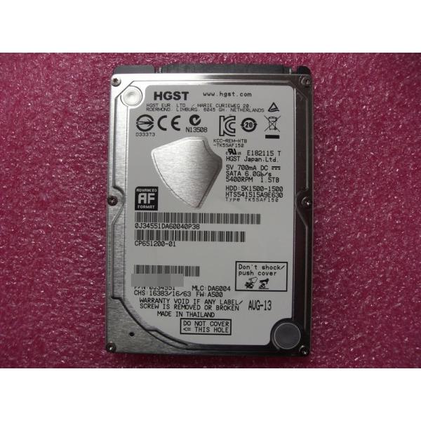 クリックポストにてお送りいたします。代引き発送は出来ません。配達日および配達時間の指定は出来ません。＜商品＞HGST　HTS541515A9E6302.5インチHDDインターフェース S-ATA容量　1.5TB回転数　5400rpm厚さ　9...