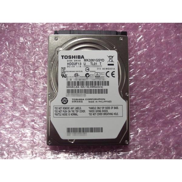 クリックポストにてお送りいたします。代引き発送は出来ません。配達日および配達時間の指定は出来ません。＜商品＞TOSHIBA MK3261GSYD2.5インチHDDインターフェース SATA容量　320GB厚さ　9.5mmクイックフォーマット...