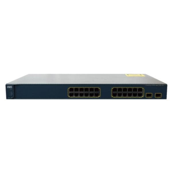 Cisco Catalyst 3560シリーズ スイッチ。10/100×24ポート(PoE 対応)、SFPベースポート×2、IP Base （中古品）