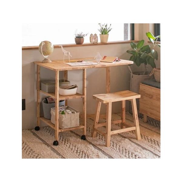 送料込み（※対象外地域：北海道・沖縄は送料お見積り）温もりのある天然木をふんだんに使用した、コンパクトに収納できるバタフライテーブル。キャスター付きでキッチンワゴンとしても使えて、天板をのばせば作業台にすることもできます。学習デスク、ワーク...