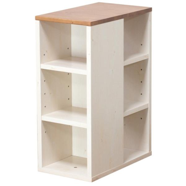 送料込み（対象外地域：北海道・沖縄・離島）正面と左右両側の3方向から使えるシェルフです。同じシリーズのチェストまたはサイドチェストの上に積み重ねてご使用ください。机を2台並べて置くとき、共有したい本や道具をしまうのにとても便利です。棚板は可...