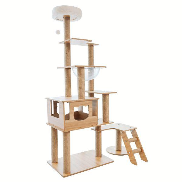 ●ソーシャルギフト注文について・一部設置商品は対象外です。 対象外の場合はメールにてご連絡させていただきます。・土日祝は優良配送の対象外となります。（検索用：キャットタワー キャットツリー 猫タワー 省スペース ワイド 木製 シンプル 爪と...