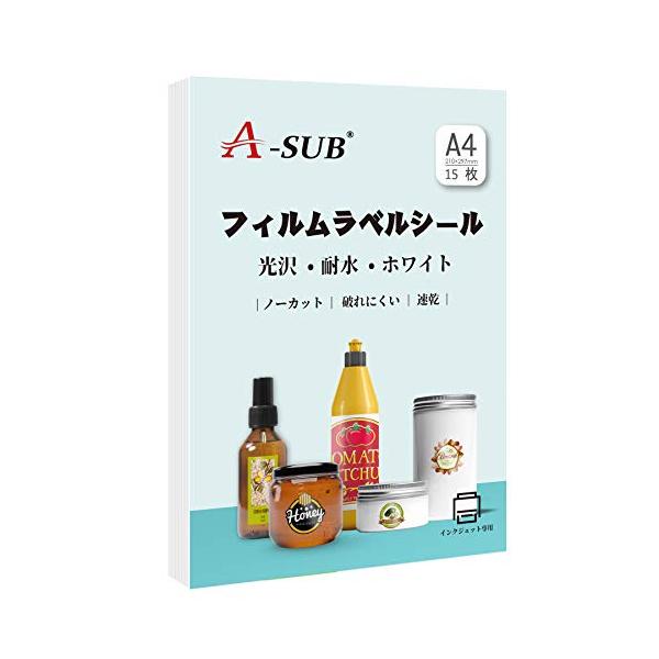 ・白 A4-15枚 ・・NumberOfItems:15・用紙タイプ：PP材質、A4-15枚、光沢フィルムラベルシール 紙厚:100um・   対応プリンター：インクジェットプリンター専用・染料インク対応・   特性：貼ってはがせるタイプ。...