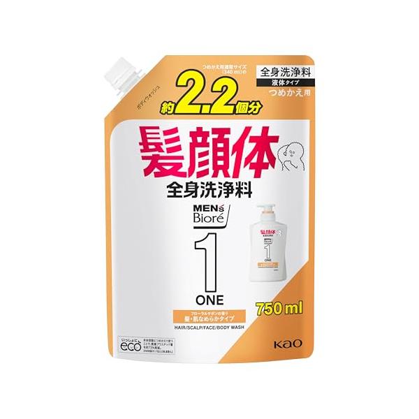 詰め替えオレンジ/750ml/-・Style:詰め替えFlavorName:フローラルサボンSize:750ml・髪、顔、体、全てをなめらかに洗えるメンズビオレ！