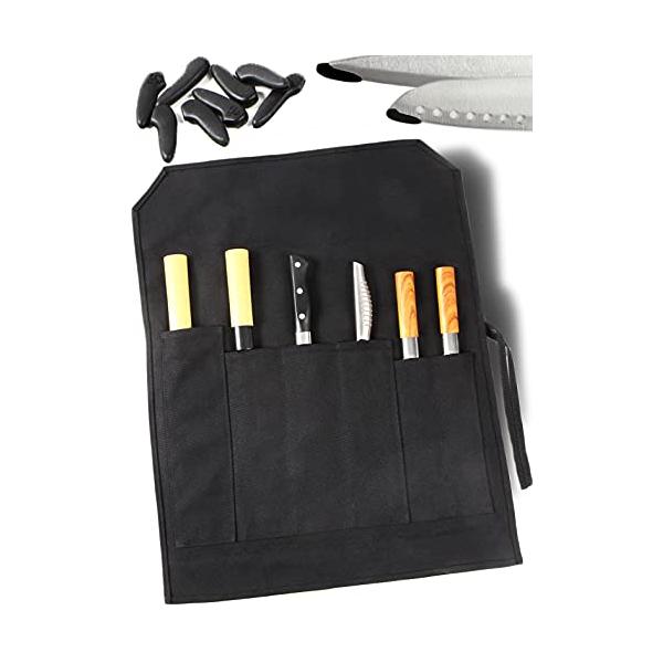 ・ブラック 6本収納 ・・Color:ブラックMaterialType:6本収納・ロングポケットと刃先カバー付属が特徴の、安全安心の包丁入れ！強度の高い帆布製で洗濯可のため衛生的です。最大約27cmロングサイズを加えた大小様々なポケットが6...