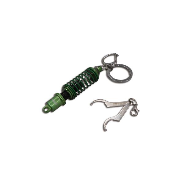 【TEIN】ダンパーキーホルダー(緑/黒)【コードNo.】TN016-008-GB【備考】レンチ付/全長調整式/ストローク可【定価(税別)】2,400円