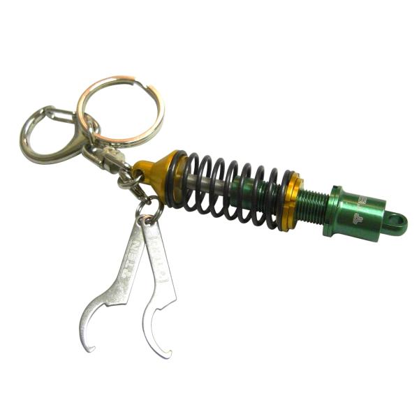 【TEIN】ダンパーキーホルダー(金/緑)【コードNo.】TN016-008【備考】レンチ付/全長調整式/ストローク可【定価(税別)】2,400円