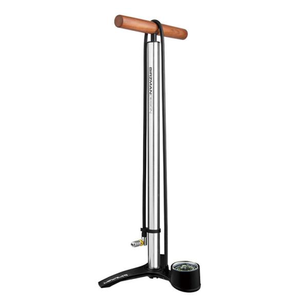 Birzman バーズマン The Pump With Helix ザポンプ ウイズ ヘリックス 英/米/仏式バルブ対応 フロアポンプCNCアルミボディ ウッドハンドル ゲージ付き 220psi/15bar