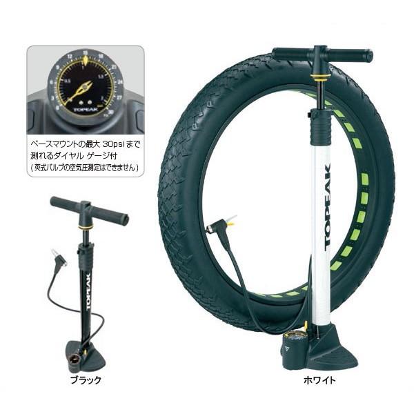 ファットタイヤ専用に開発された大容量フロアーポンプ。極低圧での使用に適した最大30psi まで測れるダイヤルゲージを採用。■米式と仏式に対応するスマートヘッド■エアーリリース ボタン付 ( 英式バルブのエアーリリースはできません)■ベースマ...