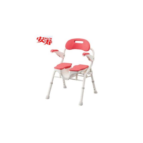 送料無料 シャワーチェアー ベンチ 特定福祉用具 介護用品 入浴用品 姿勢不安定 お風呂 浴室 折り畳み 肘掛 背付 安寿 折りたたみシャワーベンチ HPフィット レッド 536-070 アロン化成 座面幅36
