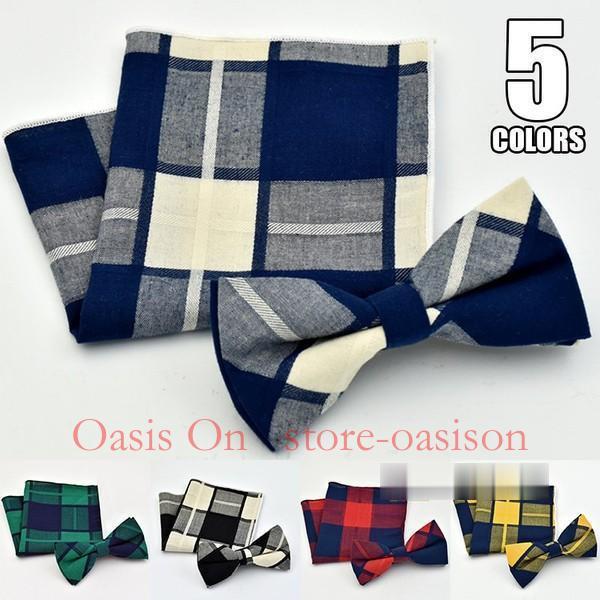 蝶ネクタイ ポケットチーフ セット 紳士 蝶タイ チェック柄 結婚式 二次会 パーティー イベント 制服用 2019新作 色 レッド 黒 グリーン イエロー ブルーサイズ★素材　綿混紡 ※ご利用のモニターにより環境や光の加減によって若干色が...