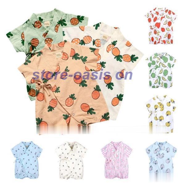 ■商品名子供服 甚平 浴衣 夏 男の子 女の子 フルーツ柄 パジャマ キッズ ベビー 新生児 部屋着 作務衣 和装 66 73 80 90 気分はハワイアン☆パイナップル甚平 甚平 ベビー 男 女の子 パイナップル 赤ちゃん キッズ パジャ...