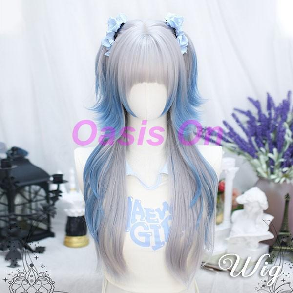 [ セット内容 ]ウィッグ/ヘアネット【※こちらの商品は、個人差等ございますので、商品ご到着後、お客様ご自身より手くしやカット等多少の調節が必要な場合もございます。】「記載のないアクセサリー　小物等は付属しません」[ カラー ]ブルー×グレ...