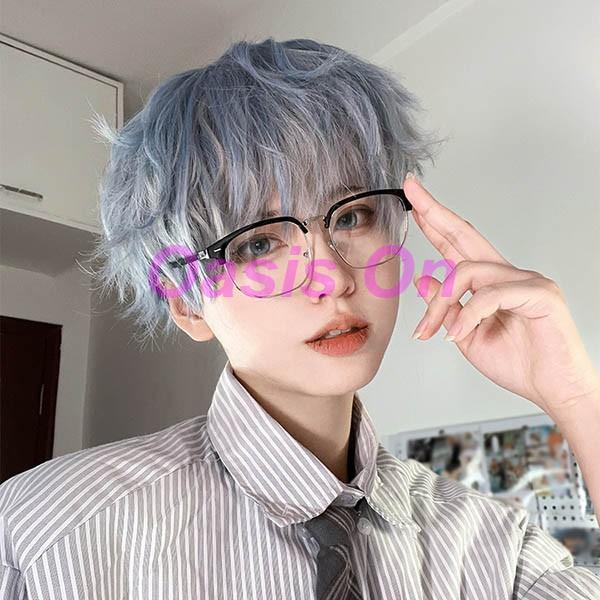 [ セット内容 ]ウィッグ/ヘアネット【※こちらの商品は、個人差等ございますので、商品ご到着後、お客様ご自身より手くしやカット等多少の調節が必要な場合もございます。】「記載のないアクセサリー　小物等は付属しません」[ カラー ]ブルー×グレ...