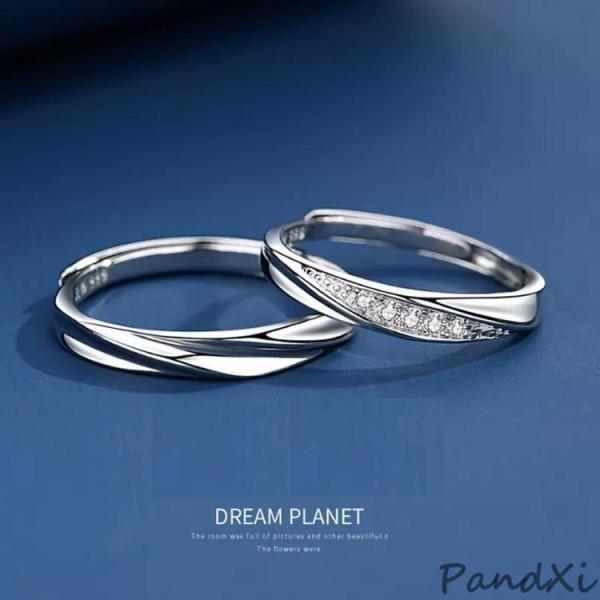 重要：ケースを付いておりません。★ サイズ：フリーサイズ(調節可能)★ 幅約：女性用2.8mm、男性用3.8mm★ ストーン： CZキュービックジルコニア7石★ 女性用1点、 男性用1点　合計2点セット★ 金属素材：S999（シルバー999...