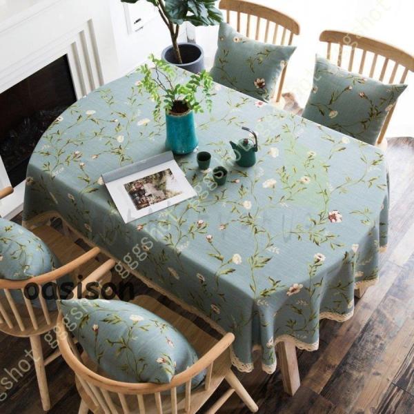 田園風 テーブルクロス テーブルカバー レース 花柄 楕円 食卓カバー 綿麻 春 夏 マルチカバー 洗える 耐熱 防汚 防塵サイズ：テーブルクロス：120*170cm 126*170cm 135*185cm 136*188cm 140*20...