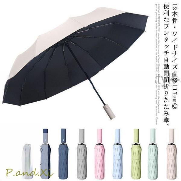 【傘タイプ】：自動傘【サイズ】：(約)*骨の本数：12本*収納時全長：32cm*開く時直径：104cm*重さ：約585g