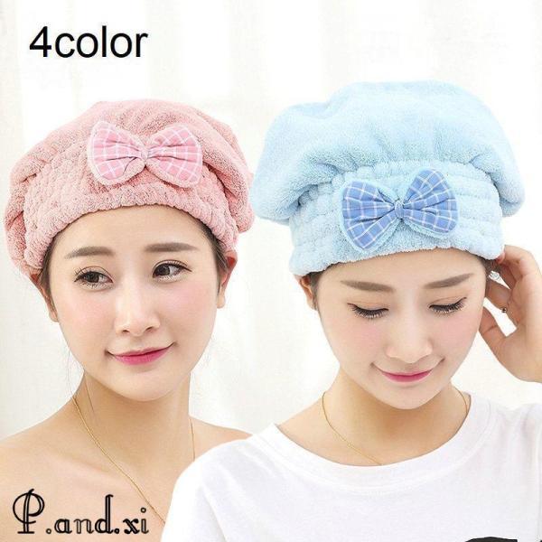 レディース用タオルキャップ。髪の毛を早く乾かすのに便利なグッズ。チェック柄のリボンが可愛いです?【サイズについて】画像をご参照ください。【素材について】ナイロン、ポリエステル【カラーについて】生産ロットにより柄の出方や色の濃淡が異なる場合が...