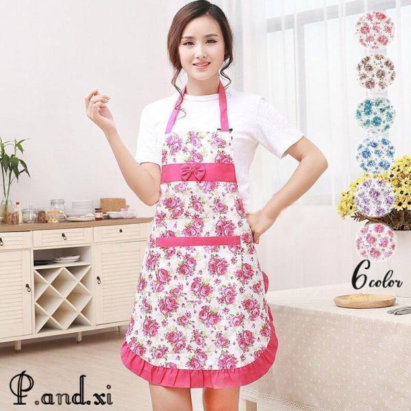 鮮やかな花柄プリントにフリルやリボンが付いたキュートなエプロン。フロントには便利なポケット付き☆ご自宅用はもちろん、プレゼントやギフトにもおすすめです?【サイズについて】画像をご参照ください。※サイズ詳細は素人採寸ですので、若干の誤差がある...