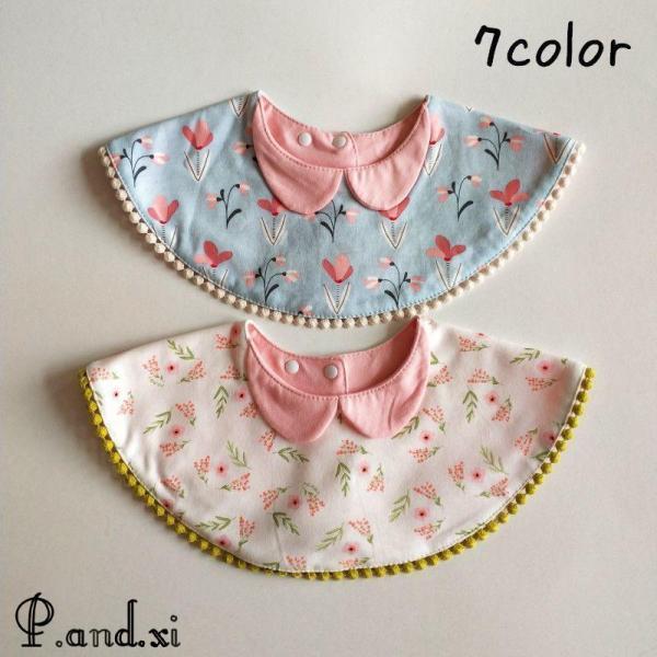 ほっこりする色合いが可愛い、赤ちゃんのよだれかけです。ドーナツ型なので汚れたらくるっと回して使えるのがうれしい?洗い替え用に何枚あっても重宝しそうです◎【素材について】綿混