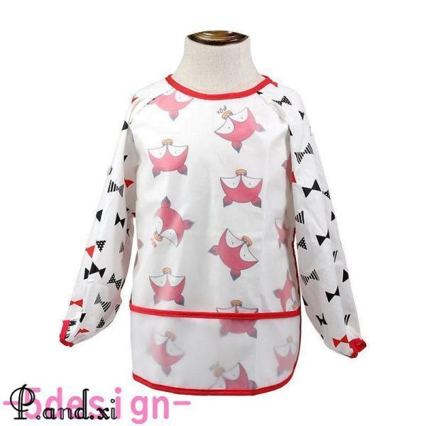 アニマル柄のかわいいお食事用エプロンです?長袖なのでお洋服が汚れにくく、防水素材なのでお手入れもしやすくなっております。【サイズについて】画像をご参照ください。【素材について】コットン、その他