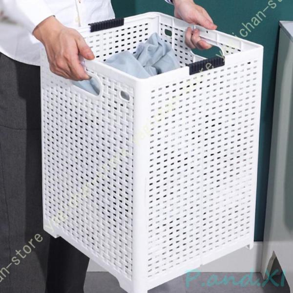 家庭用ランドリーバスケット中空の汚れた衣類バスケット家庭用収納バスケット。    あなたとあなたの家族の衣類を簡単に収納できる大容量で、利便性をもたらします。洋服かごの四方にハンドルが付いているので、きれいな服や汚れた服を簡単に持ち上げて持...