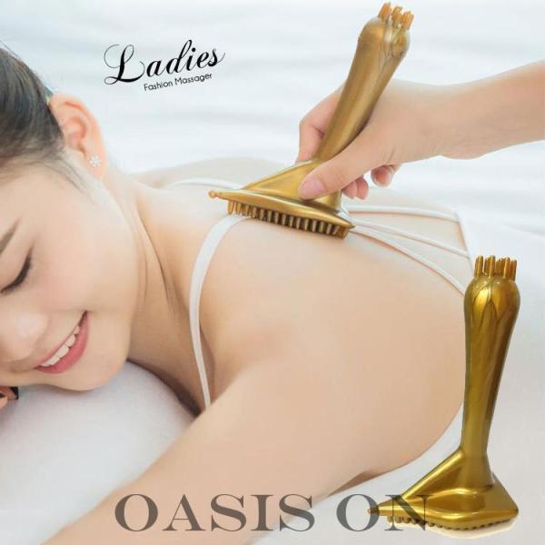 商品名手動 マッサージブラシ ボディマッサージ ツボ押し 経絡疎通 筋肉痛改善 多用途 使いやすい  ストレス解消 疲労回復素材:PVCサイズ:150*90*63(mm)カラー：ゴールド重さ：129Gエコ活動の一環として環境負荷軽減を目指し...