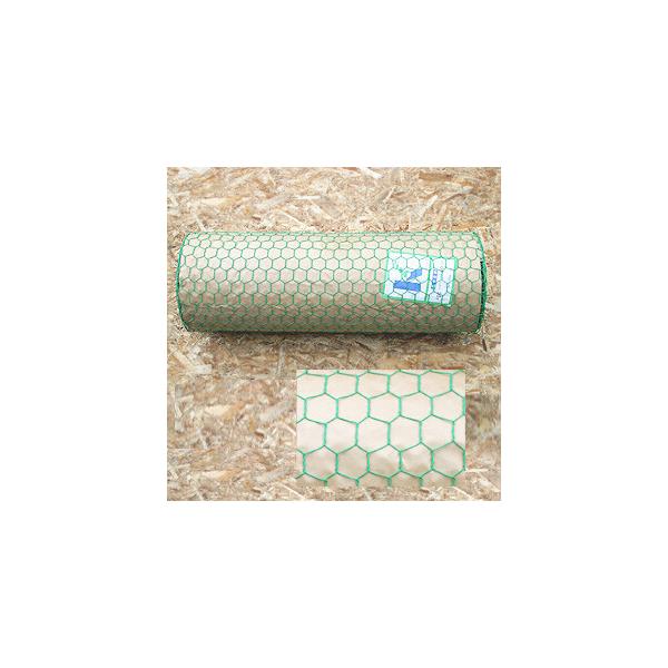 送料無料 金網 ビニール金網 亀甲金網 畜舎 養鶏場 フェンス いのしし対策 ビニール亀甲金網 #16 網目40mm 30m巻 910mm幅