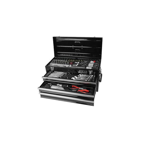 送料無料 工具セット ツールチェスト 工具箱 キャビネット ガレージボックス 工具ケース 整備工具セット ブラック SST-16133BK 藤原産業