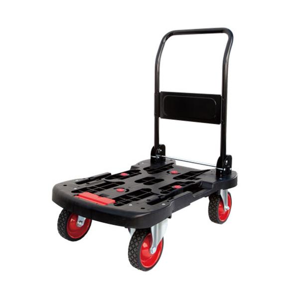 送料無料 日東台車 台車 平台車 樹脂製 連結台車 倉庫 流通 荷物 梱包 キャンプ レジャー 業務用 家庭用 オフロード台車 タフバギー NTH-NP150BK 日東 75×48×23cm 2輪自在 均等荷重100kg φ150キャスター...