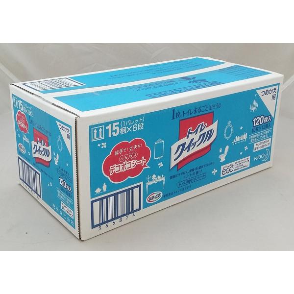 花王(Kao) 花王　トイレクイックル 詰め替え用　120枚　FLUSHABLE TOILET WIPES ・シート材質：パルプ・大きさ：約310mm×約245mm・枚数：120枚（12×10個コ）・液性：弱酸性