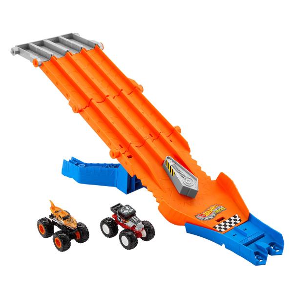 ホットウィール(Hot Wheels) モンスタートラック ぶっちぎれ！サバイバルレース！ ミニカー2台付 乗り物おもちゃ プレイセット 4歳から オレンジ JFR07 ・【プレゼントに最適】お誕生日、クリスマスプレゼント、入園・入学祝いな...