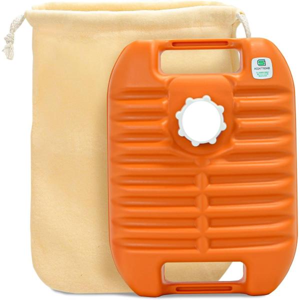 三宅化学 2.7L ポリ 湯たんぽ W 袋付 TP-0431 オレンジ ・[サイズ]約20×10×27.4cm・[付属品]袋・[容量]約2.7L・上下の持ち手で両手持ちができ、持ち運びしやすい湯たんぽ。