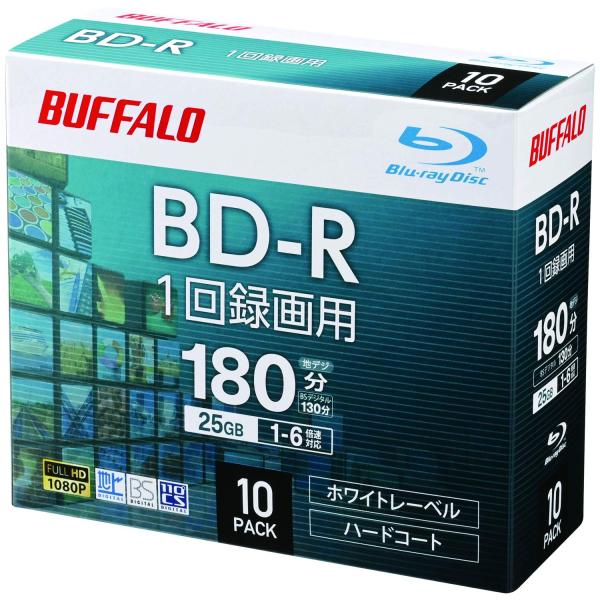 【Amazon.co.jp限定】 バッファロー ブルーレイディスク BD-R 1回録画用 25GB 10枚 スリムケース 片面1層 1-6倍速 【 ディーガ 動作確認済み 】 ホワイトレーベル RO-BR25V-010CW/N ・【タイプ】...