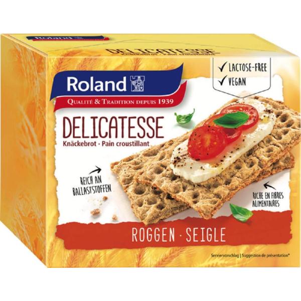 ローランド ライクリスプブレッド デリカ 200g ・カロリー:310Kcal/100g・内容量:200g・原材料:ライ麦全粒粉，食塩・商品サイズ(幅×奥行×高さ):75×145×120mm