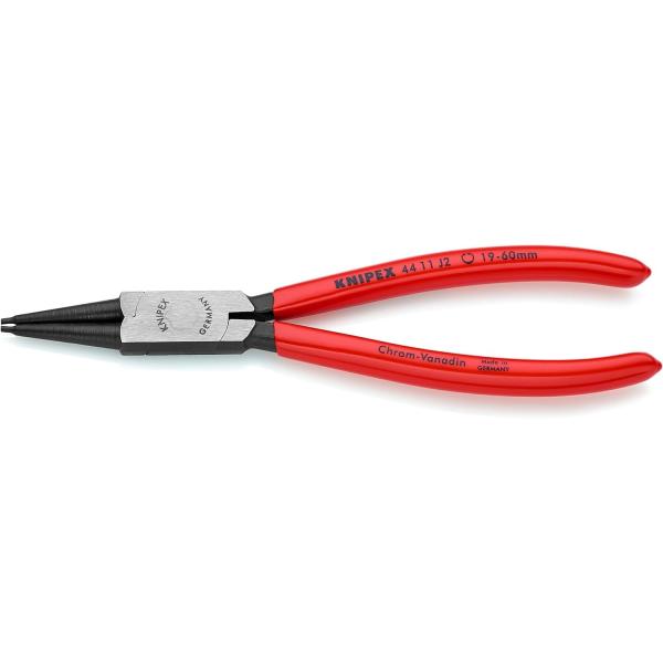 クニペックス KNIPEX 4411-J2 穴用スナップリングプライヤー 直(SB) ・ハンドル仕上げ:プラスチックコーティング・ヘッド仕上げ:黒防錆コート・磨き・先端チップ径(φmm):1.8・全長(mm):180・対応内径(φmm):1...