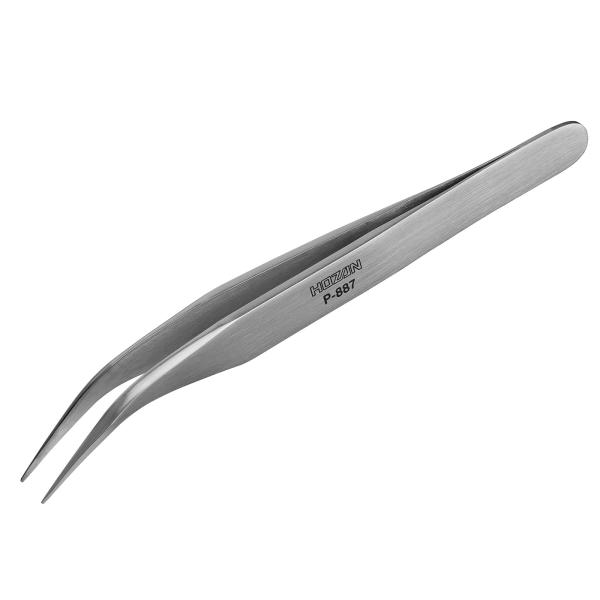 ホーザン(HOZAN) 先曲がりピンセット カーブタイプ 材質ステンレス 全長130mm 重量26g 先端幅0.6mm P-887 ・【サビにくく環境にも配慮した素材】 ピンセット本体はサビに強いSUS420J2ステンレス製で、長期間の使用...