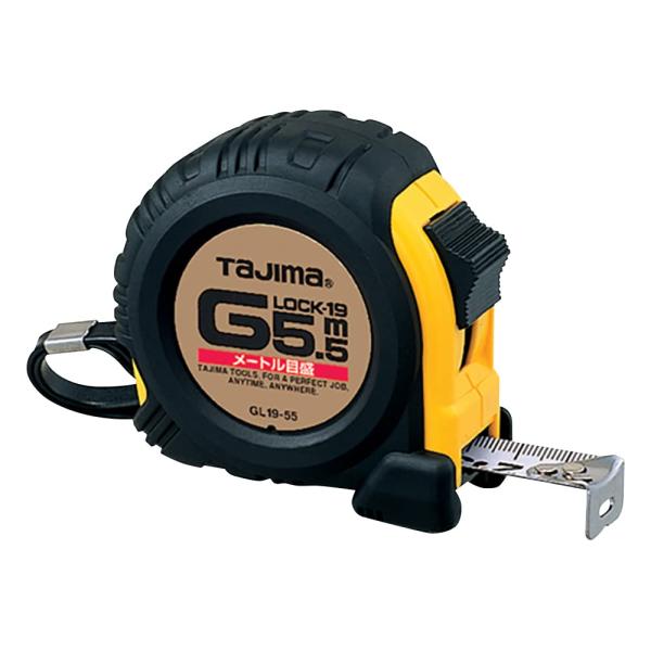 タジマ(Tajima) コンベックス 5.5m×19mm Gロック19 GL1955BL ・455mmピッチ表示:あり(テープ幅16mm以上)・JIS1級・片面目盛・ショックアブソーバー:あり・テープ:スチール・ロックタイプ・減速ボタン:な...