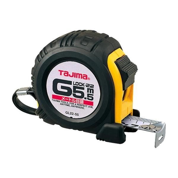 タジマ(Tajima) コンベックス 5.5m×22mm Gロック22 GL2255BL ・455mmピッチ表示:あり(テープ幅16mm以上)・JIS1級・片面目盛・ショックアブソーバー:あり・テープ:スチール・ロックタイプ・減速ボタン:な...