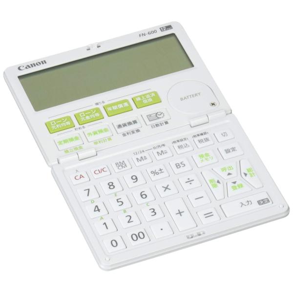 キヤノン 12桁金融電卓 FN-600 借りる計算、貯める計算に便利 ・品番：FN-600-W