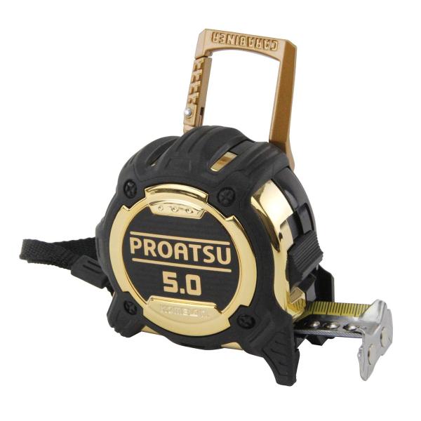 Komelon コメロン PROATSU カラビナ式 KMC-31JTB ・テープ:SK材、ケース:ABS・テープカラー:表イエロー・裏ホワイト・テープ幅:25mm・水平保持力:約2.5m・長さ:5.0m