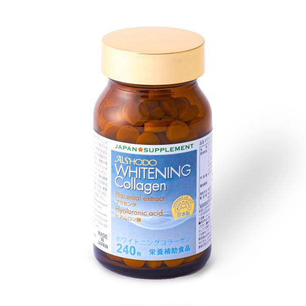 Aishodo Whitening Collagen (愛粧堂ホワイトニングコラーゲン) 30日分 日本製 GMP工場 プラセンタ ヒアルロン酸 コエンザイムQ10 L-シスチン ビタミンC ローヤルゼリー配合（240粒） ・【使用上のご注...