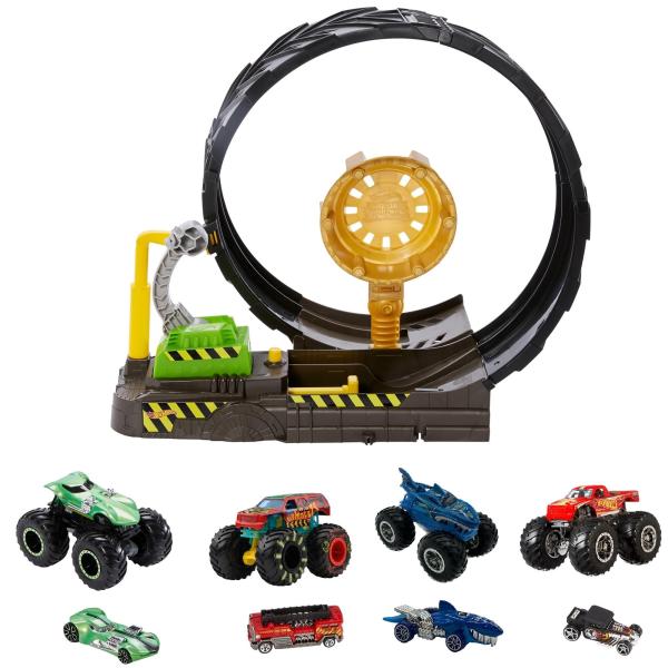 ホットウィール(Hot Wheels) モンスタートラック ビッグループ チャレンジ プレイセット乗り物おもちゃ プレイセット モンスタートラック×4、ミニカー×4 計8台付 【4才~】 HGV15 ・【プレゼントに最適】お誕生日、クリスマ...