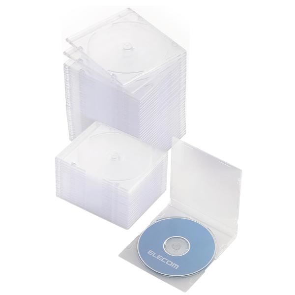 エレコム CD DVDスリムプラケース 1枚収納 50パック クリア CCD-JSCS50CR/EC ・ケース1枚につきディスク1枚を収納可能です。・ケース内側に歌詞カードやインデックスカードも収納可能です。・スリムタイプなので、同じスペー...